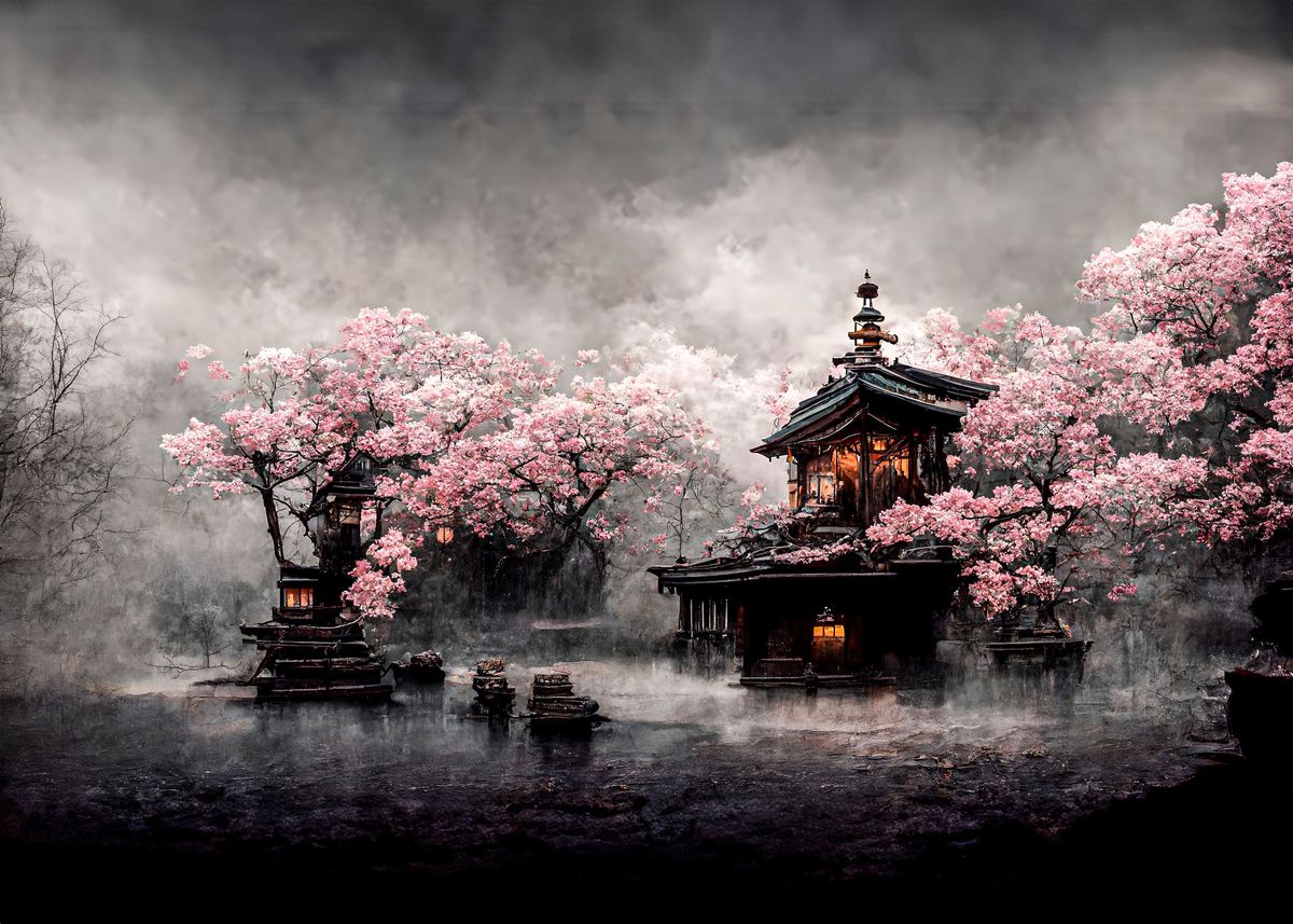 Cherry Blossom Japan Art Poster Picture Metal Print Paint By
