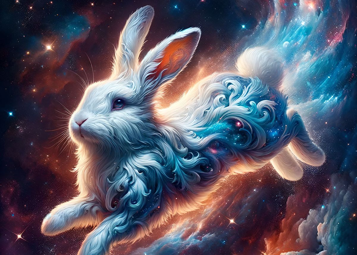 'Cosmic bunny' Poster, picture, metal print, paint by ArriesEcoArts ...