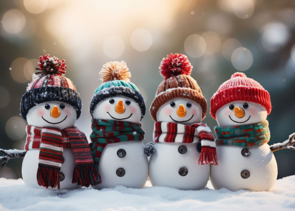 'Snowman Christmas poster ' Poster, picture, metal print, paint by ...