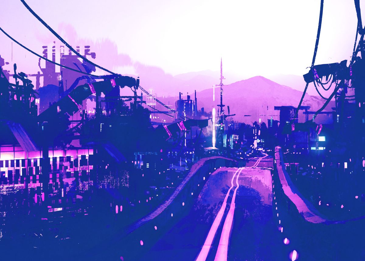 'Cyberpunk Scenery Art' Poster, picture, metal print, paint by Jihana ...