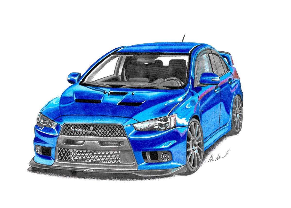 'Mitsubishi Evo X drawing' Poster, picture, metal print, paint by Mad ...