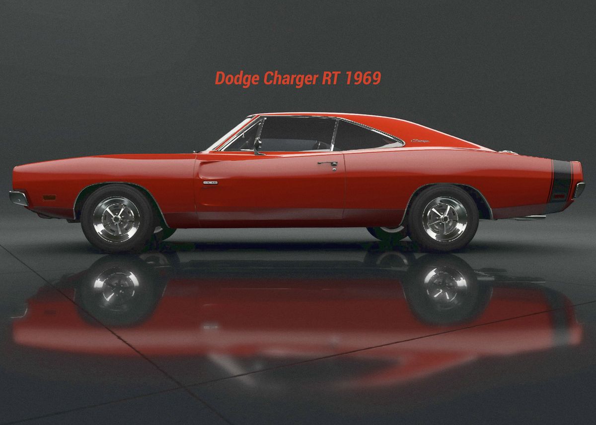 'Dodge Charger RT 1969' Poster, picture, metal print, paint by One Line ...