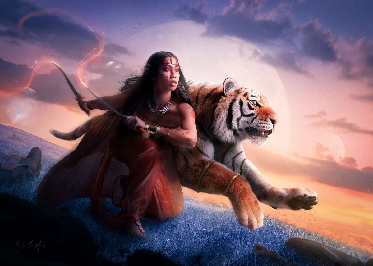 'Jasmin and Rajah' Poster, picture, metal print, paint by Jendi | Displate