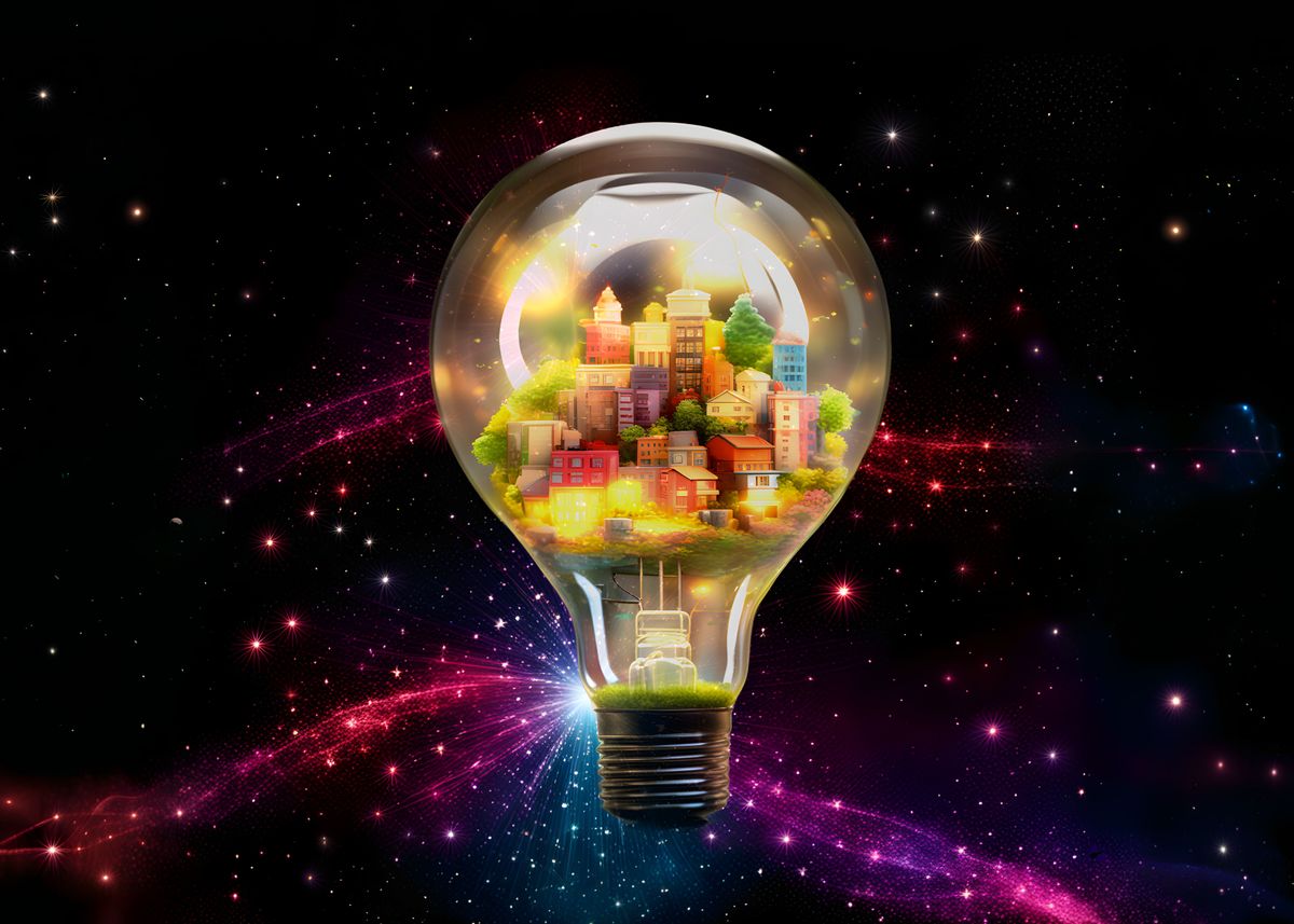 'Fantasy bulb' Poster, picture, metal print, paint by TOP design | Displate