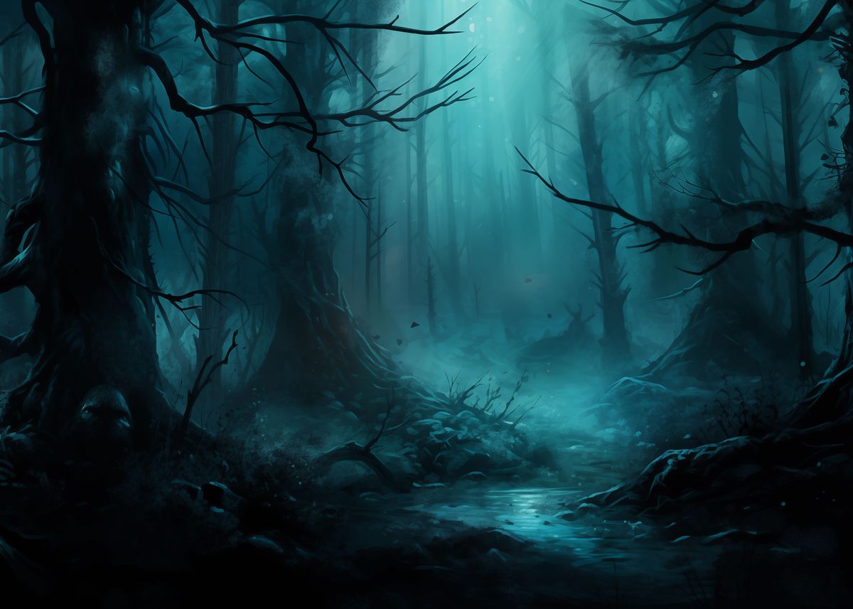 'Horror Forest' Poster, picture, metal print, paint by Eline | Displate