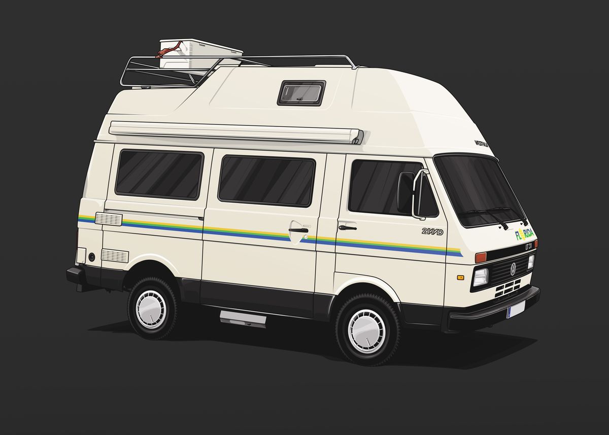 'VW LT 31 Westfalia 1979' Poster, picture, metal print, paint by POWERDRAWINGS | Displate