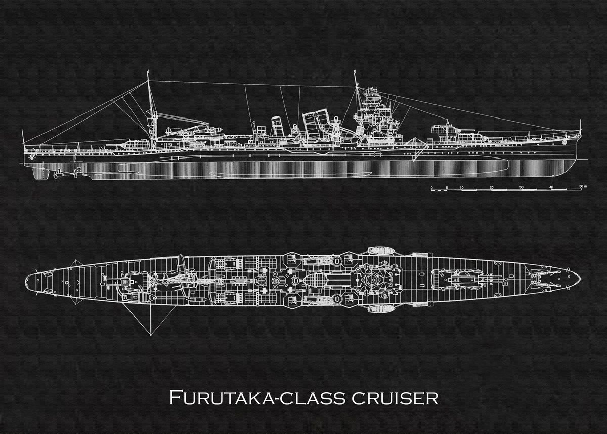 'Furutaka Class Cruiser' Poster, picture, metal print, paint by ...