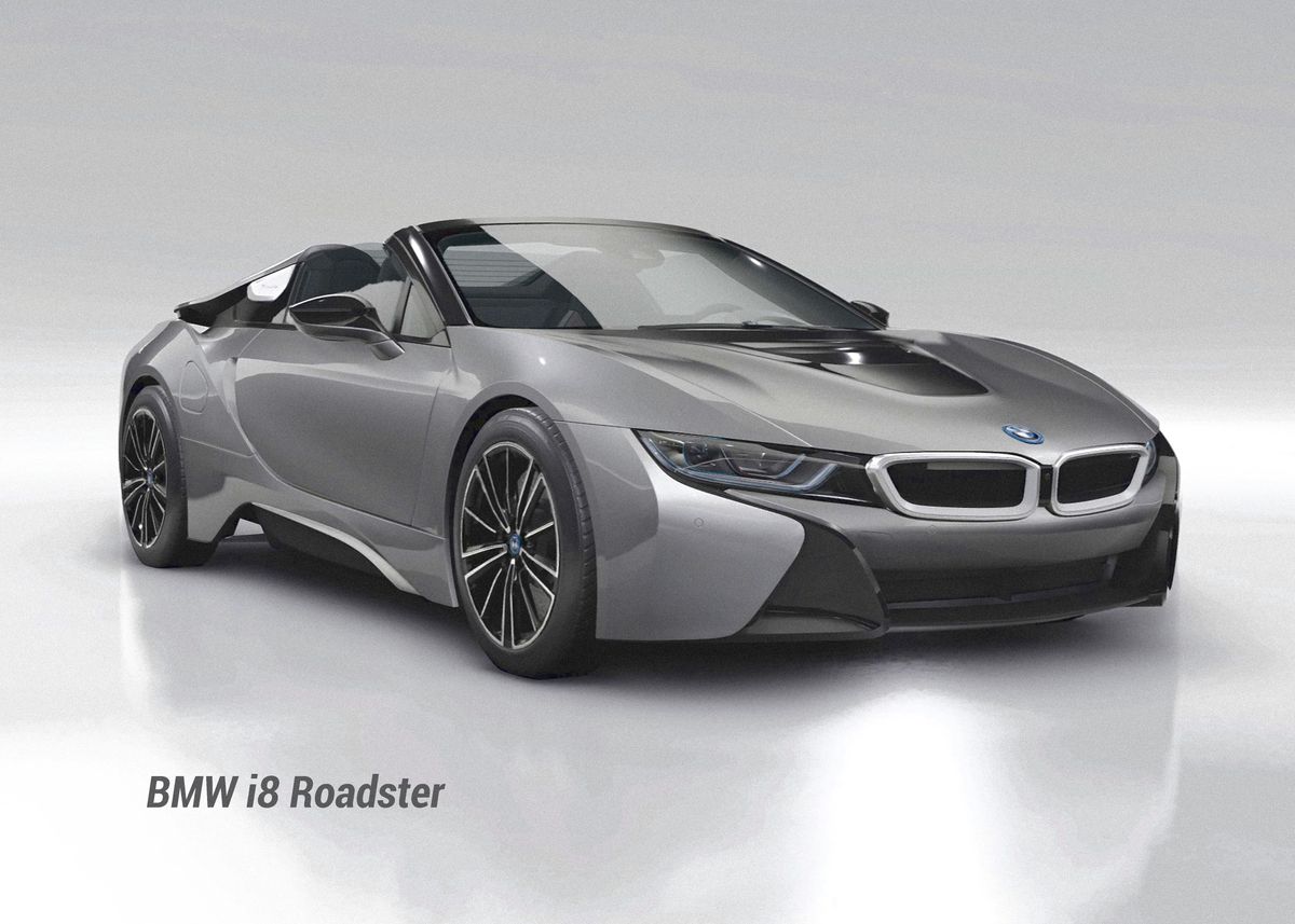 'BMW i8 Roadster' Poster, picture, metal print, paint by One Line Artist | Displate