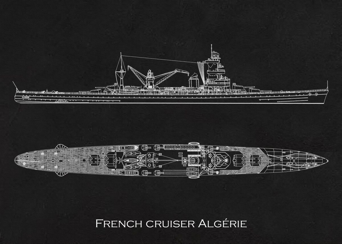 'French cruiser Algerie' Poster, picture, metal print, paint by ...