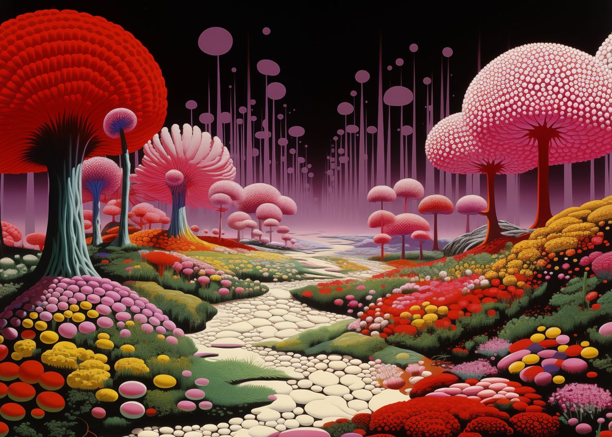 'Psychedelic Land At Night' Poster, picture, metal print, paint by ...