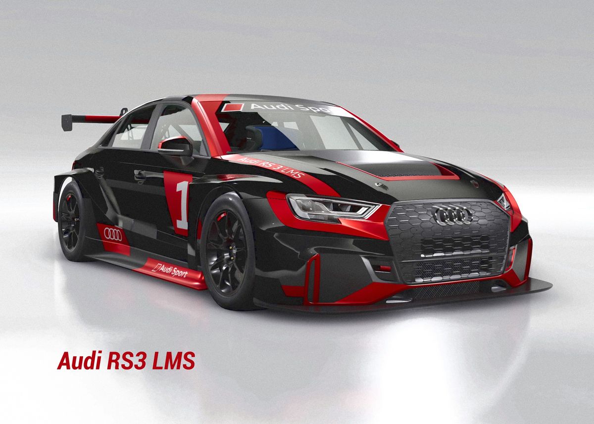 'Audi RS3 LMS' Poster, picture, metal print, paint by One Line Artist ...