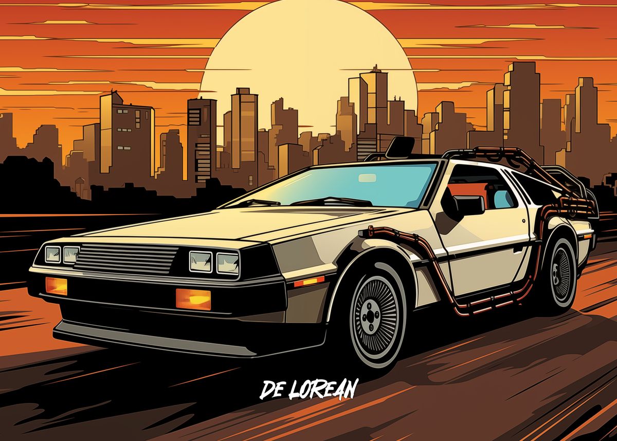 'DeLorean' Poster, picture, metal print, paint by Posterlicious | Displate