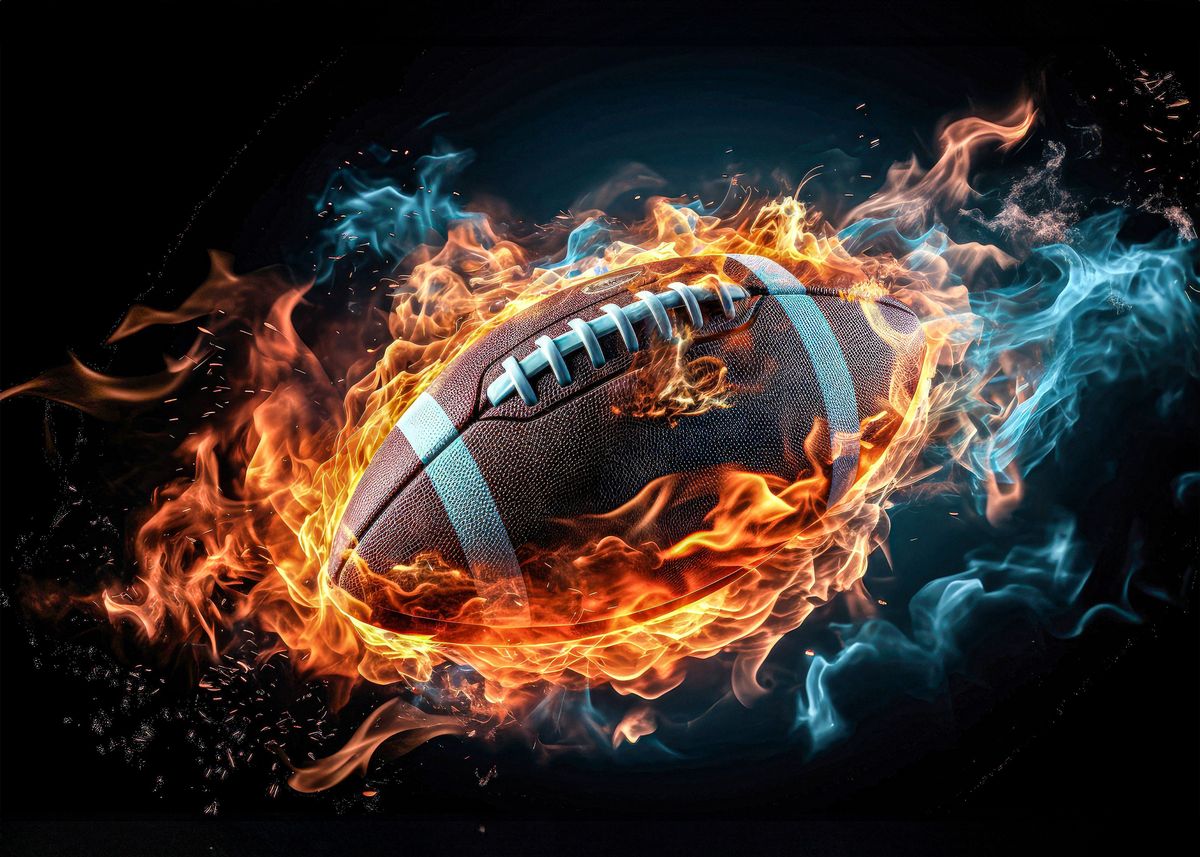 'Glowing Football american' Poster, picture, metal print, paint by ...
