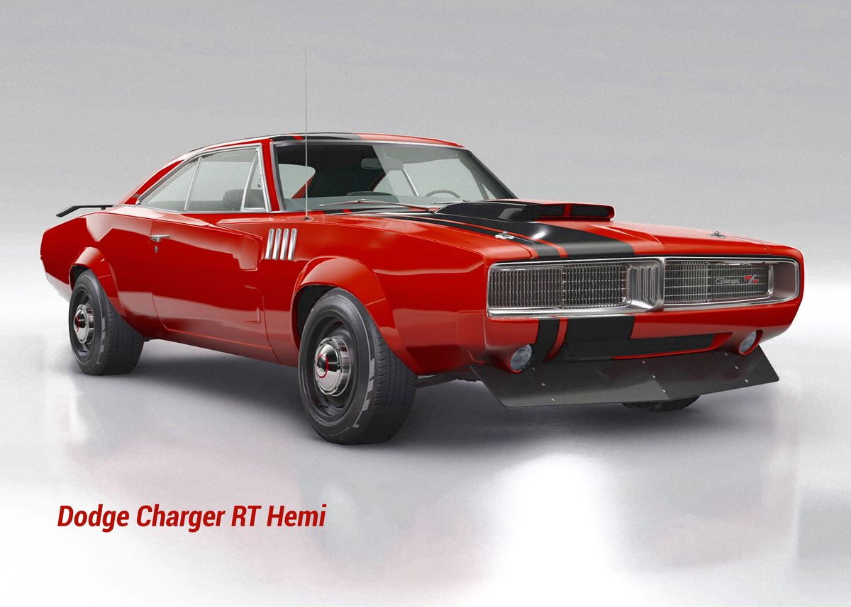 'Dodge Charger RT Hemi' Poster, picture, metal print, paint by One Line ...