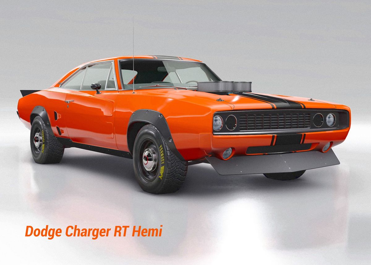 'Dodge Charger RT Hemi' Poster, picture, metal print, paint by One Line ...