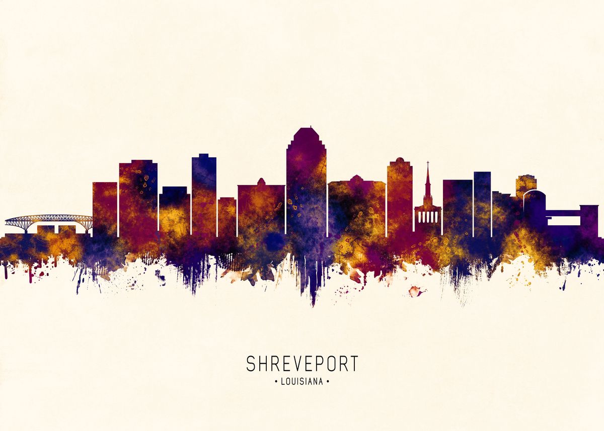'Shreveport USA Skyline' Poster, picture, metal print, paint by Towseef ...