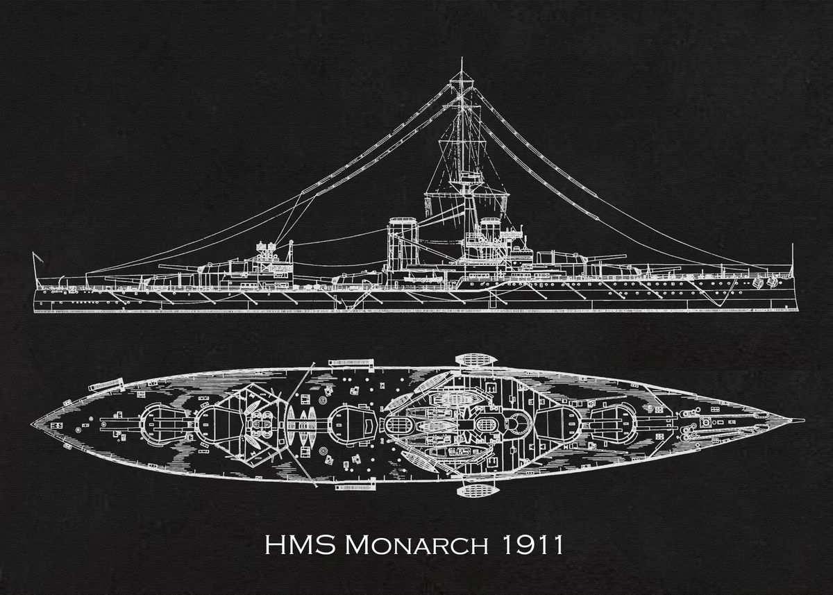 'HMS Monarch 1911' Poster, picture, metal print, paint by Blueprint ...