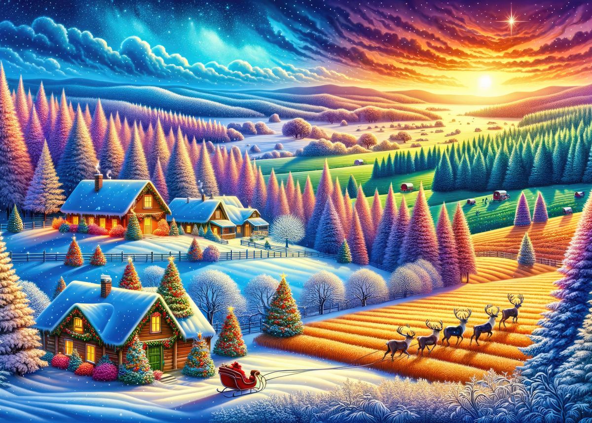 'Christmas Spirit Landscape' Poster, picture, metal print, paint by ...