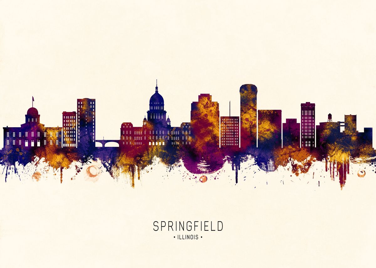 'Springfield IL Skyline' Poster, picture, metal print, paint by Towseef ...