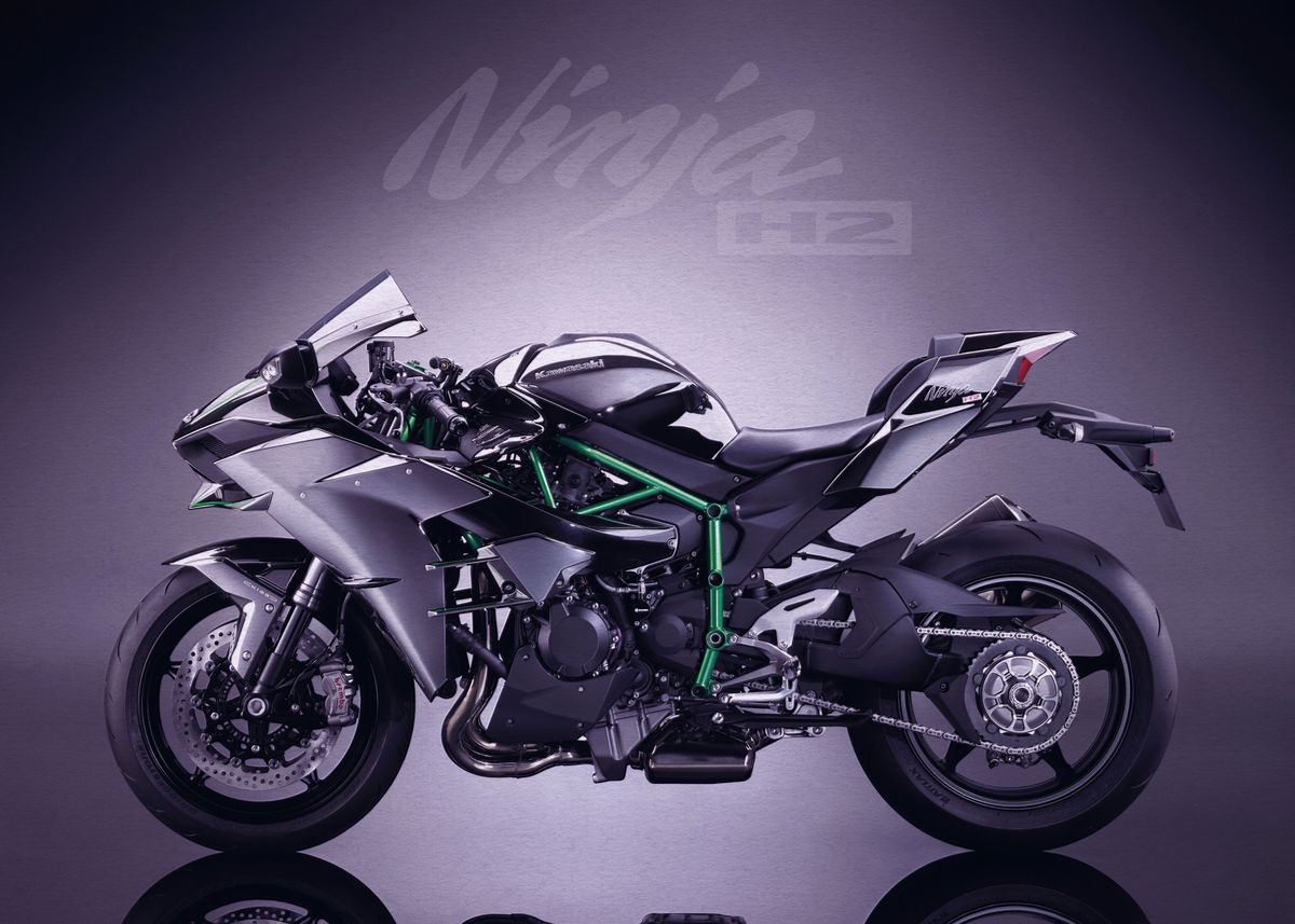 'Kawasaki Ninja H2' Poster, picture, metal print, paint by Lee Rocks ...