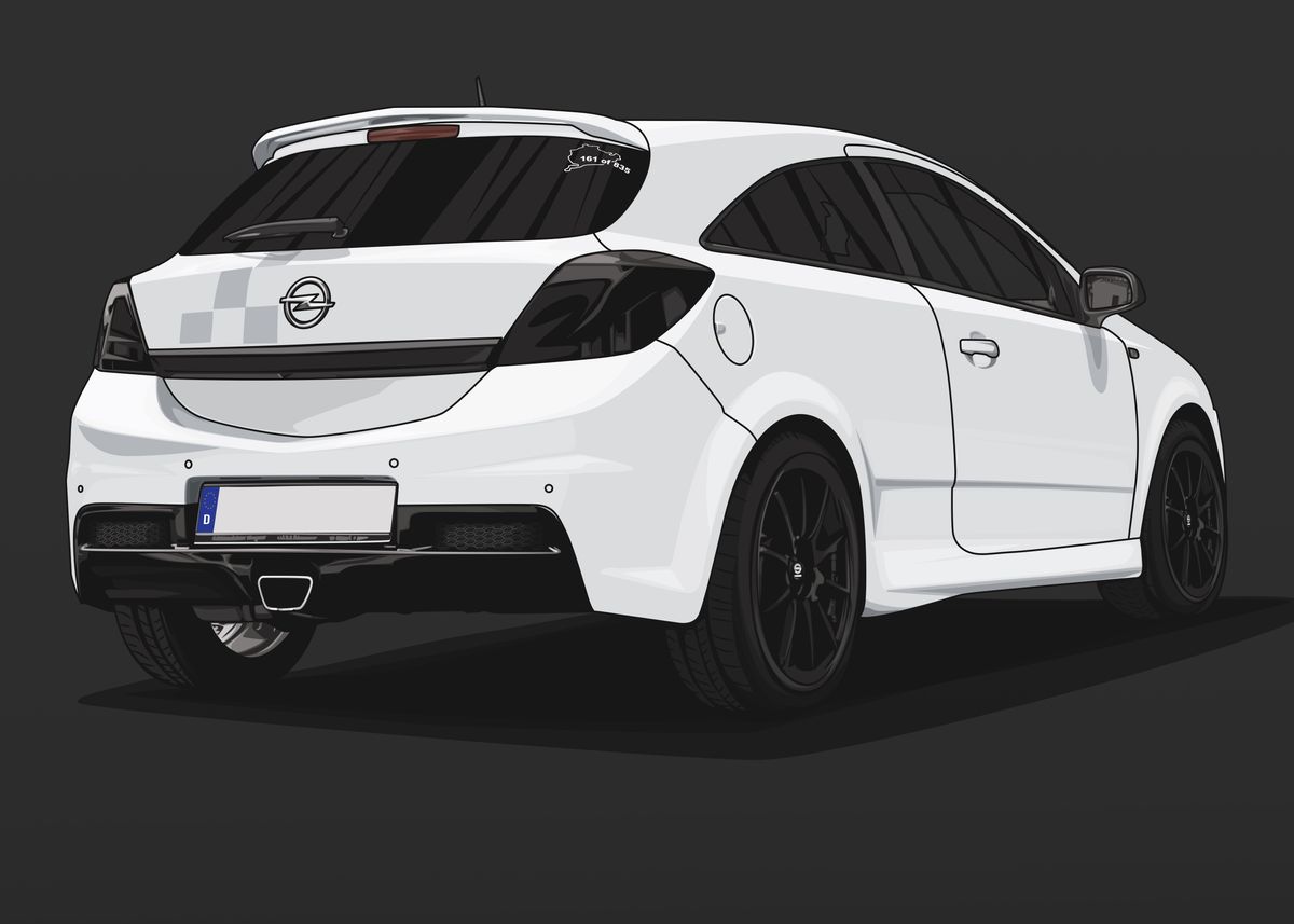 'Opel Astra H GTC' Poster, picture, metal print, paint by POWERDRAWINGS ...