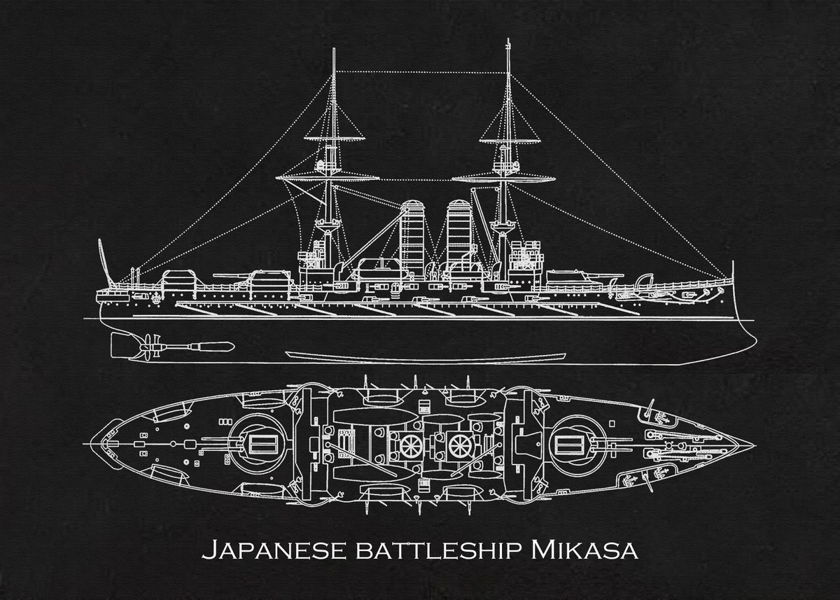 'Japanese battleship Mikasa' Poster, picture, metal print, paint by ...