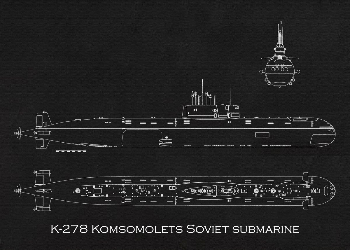 'K278 Komsomolets Soviet' Poster, picture, metal print, paint by ...
