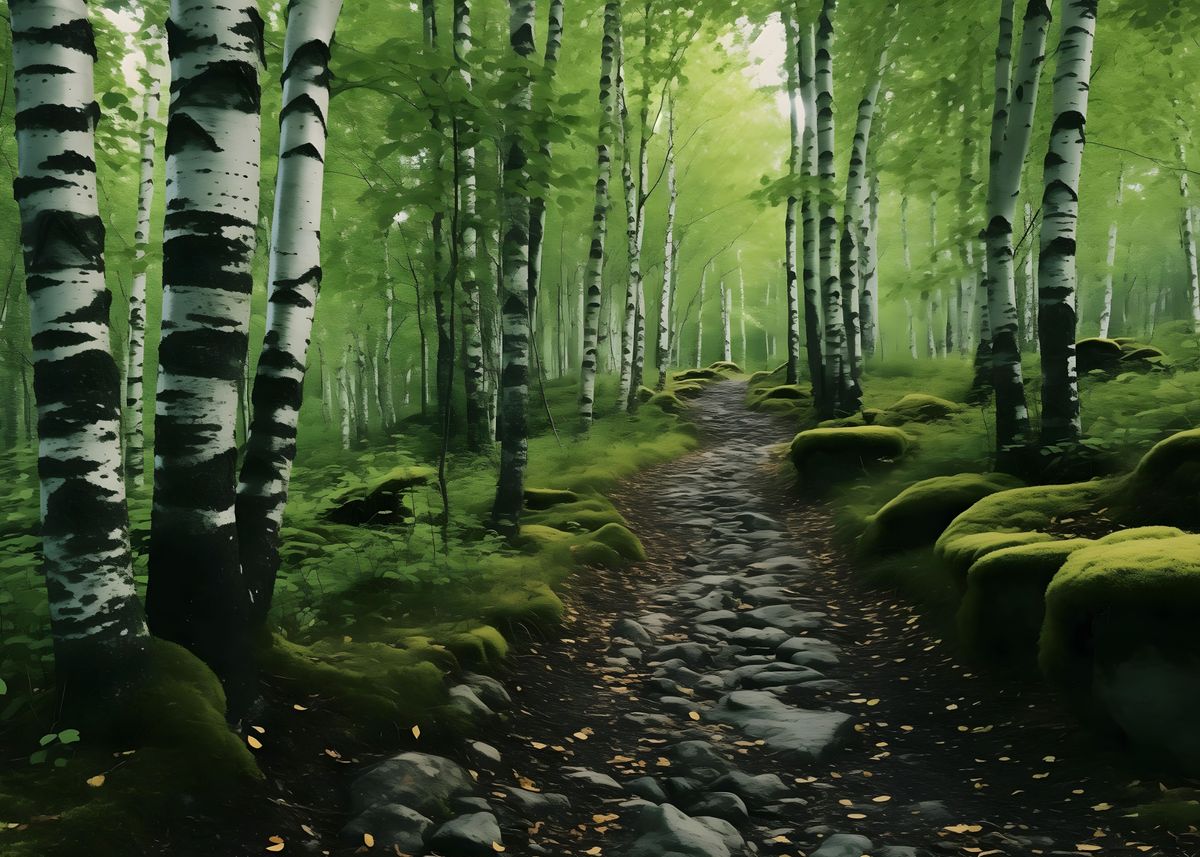 'Brich Forest' Poster, picture, metal print, paint by Desira art | Displate