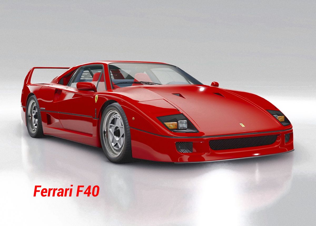 'Ferrari F40' Poster, picture, metal print, paint by One Line Artist ...