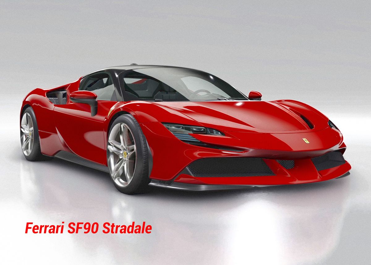 'Ferrari SF90 Stradale' Poster, picture, metal print, paint by One Line ...