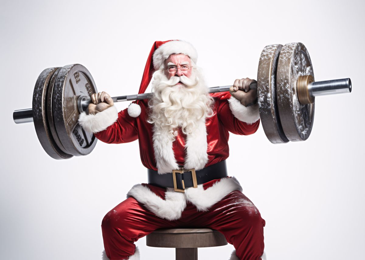 'Santa is weightlifting ' Poster, picture, metal print, paint by Vendzi ...
