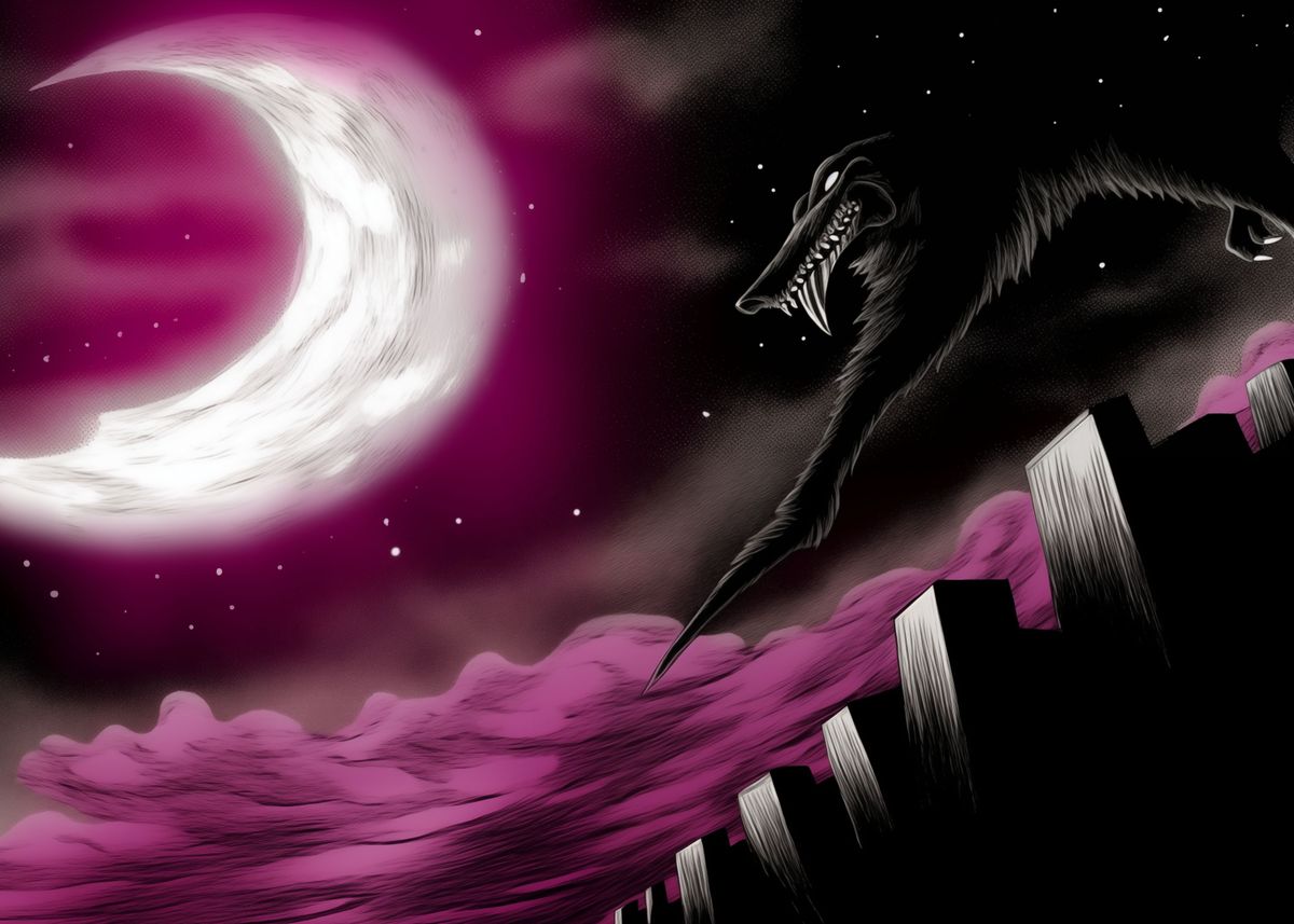 'Moonlight Monster' Poster, picture, metal print, paint by Akaiji ...