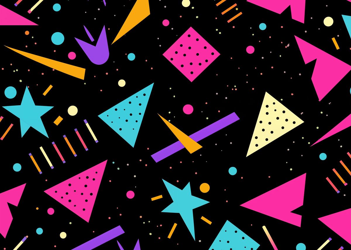 '1980s Retro Disco Shapes' Poster, picture, metal print, paint by ...