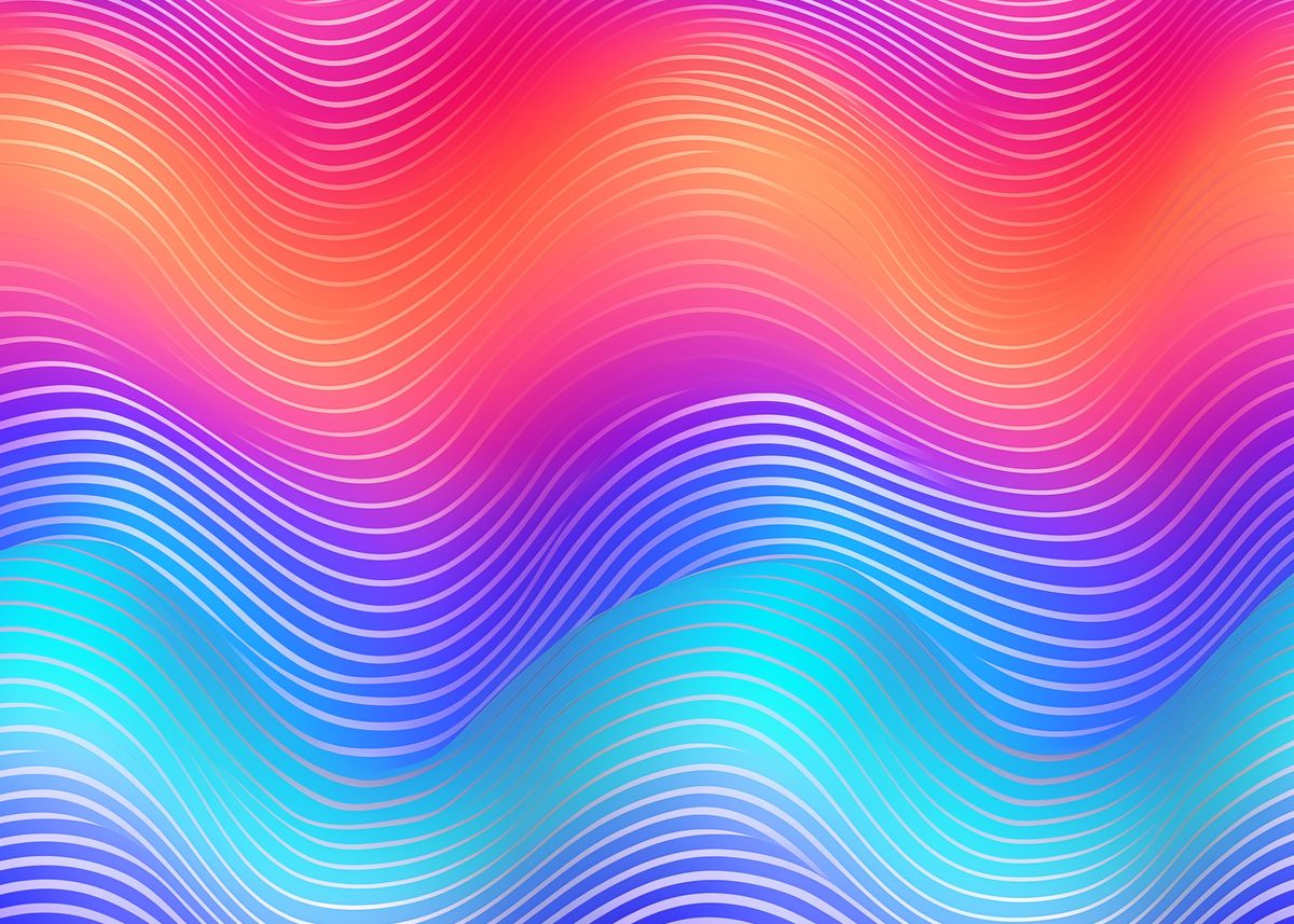'Gradient Waves' Poster, picture, metal print, paint by Akaiji | Displate