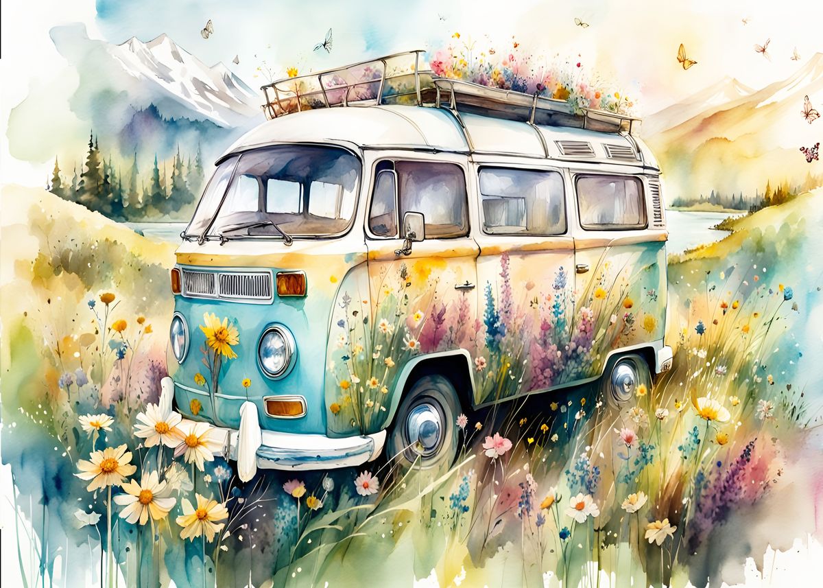 'dreamy bus' Poster, picture, metal print, paint by hero Tuan | Displate