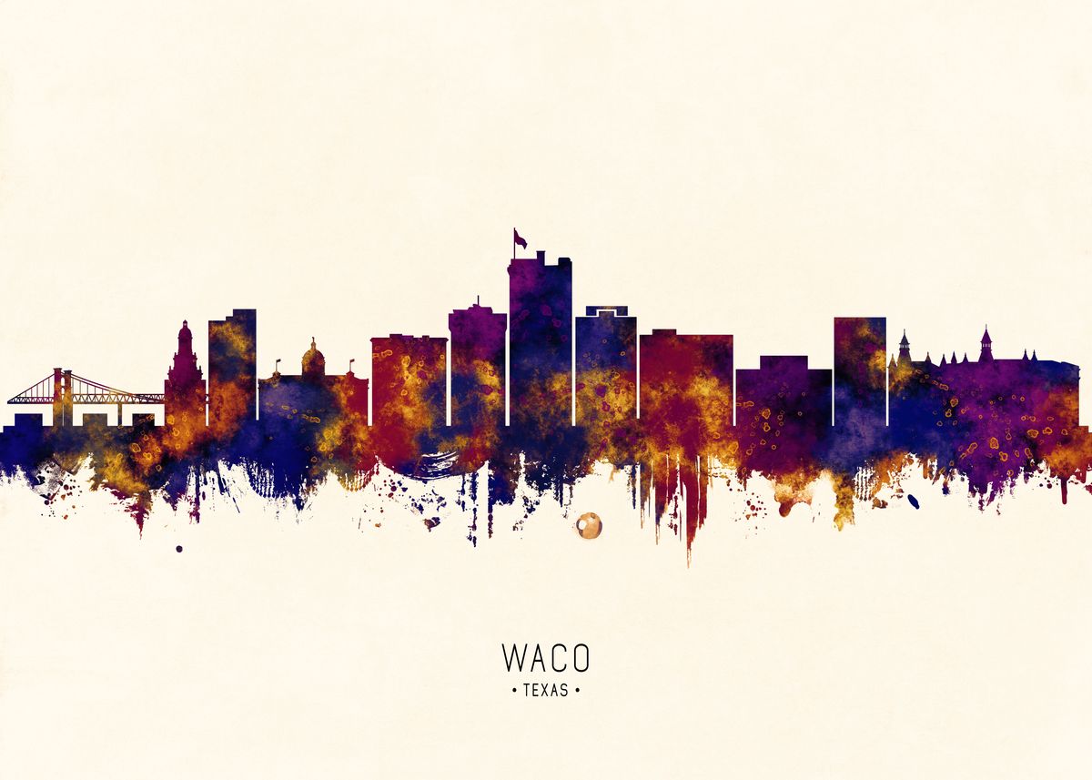 'Waco Texas Skyline' Poster, picture, metal print, paint by Towseef Dar ...