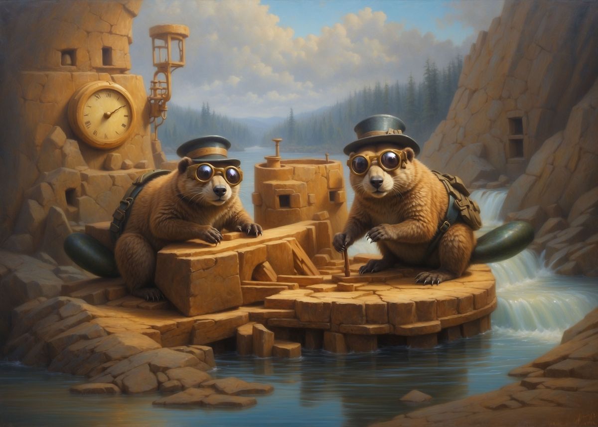 'Busy Steampunk Beaver' Poster, picture, metal print, paint by Mudge ...