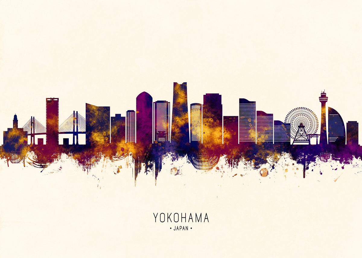 'Yokohama Japan Skyline' Poster, picture, metal print, paint by Towseef ...