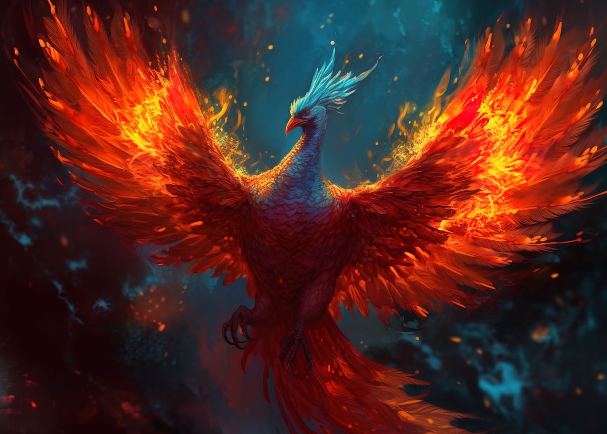 'Legendary Phoenix Bird' Poster, picture, metal print, paint by ...