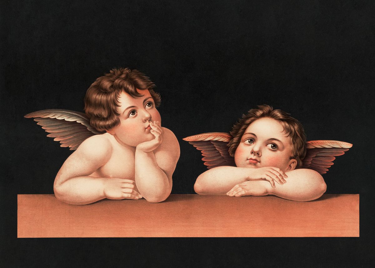 'Cherubs after Raphael 1890' Poster, picture, metal print, paint by ...