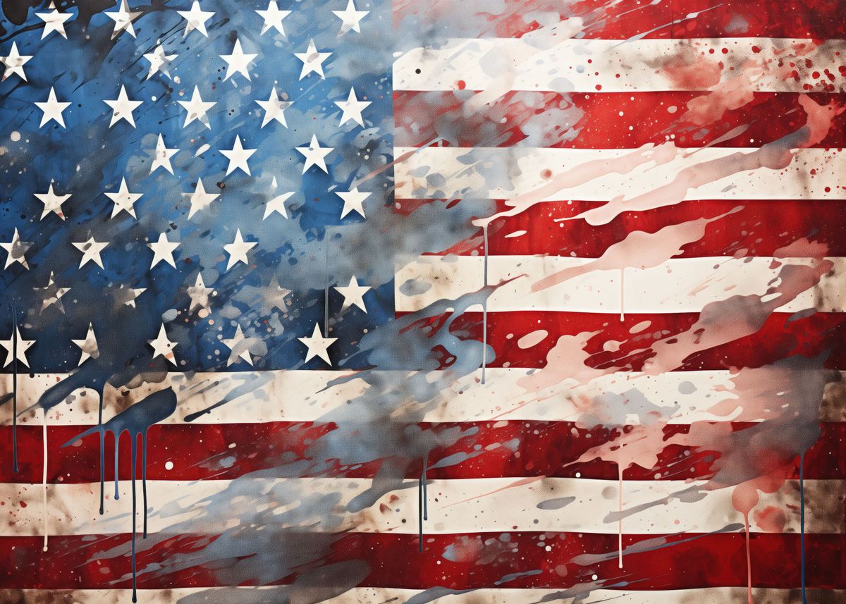 'Rugged American Flag' Poster, picture, metal print, paint by Jensen ...