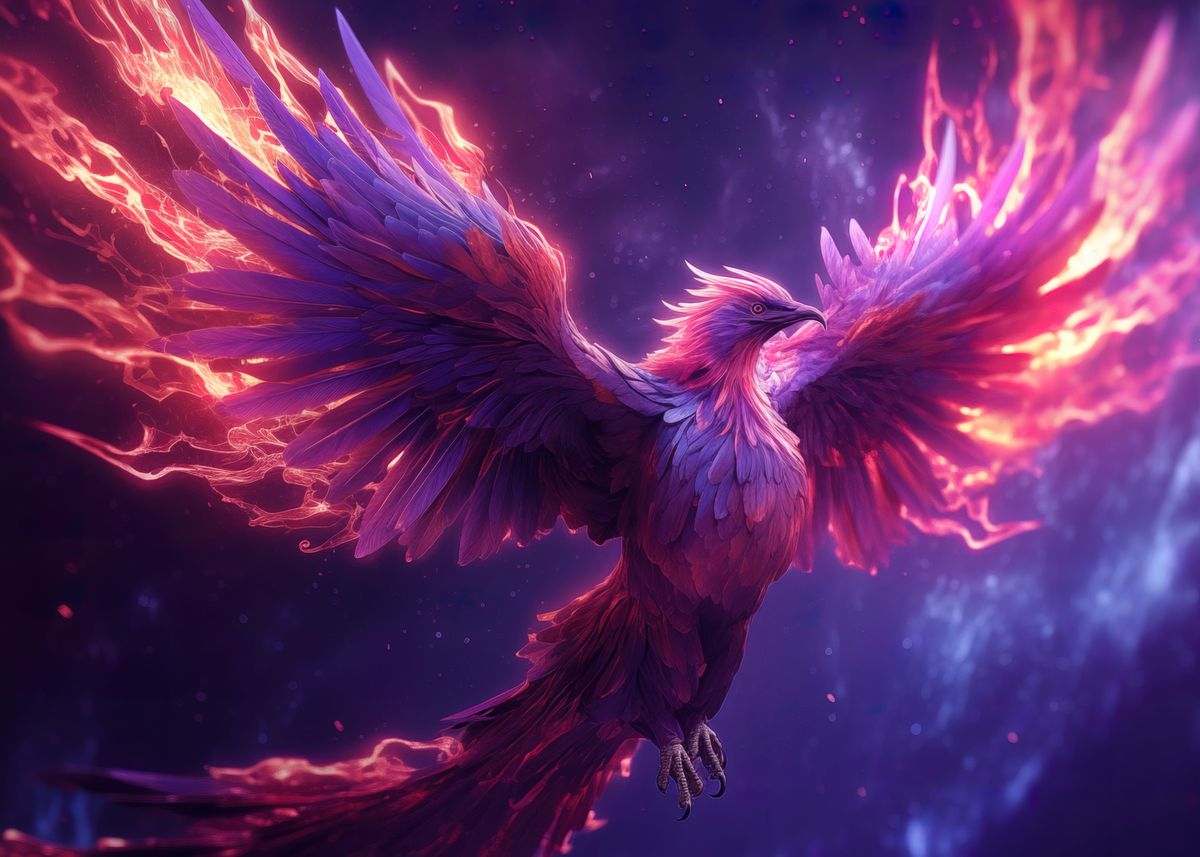 'Flaming Phoenix' Poster, picture, metal print, paint by HyperArt ...