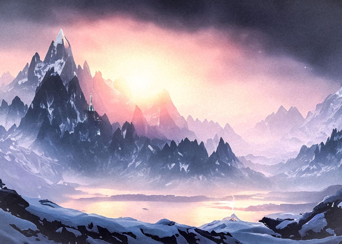 'Fantasy Tundra' Poster, picture, metal print, paint by Matthew | Displate