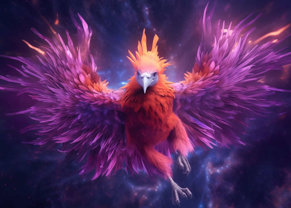 'Cosmic Attacking Phoenix' Poster, picture, metal print, paint by ...