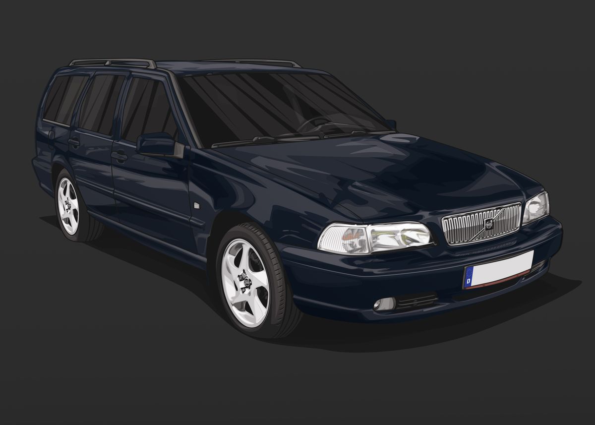 'Volvo V70 Blue' Poster, picture, metal print, paint by POWERDRAWINGS ...