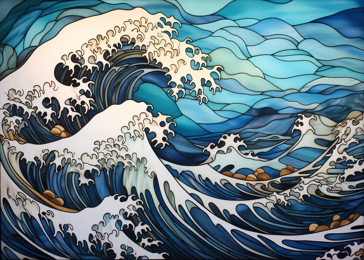 'Hokusais Great wave' Poster, picture, metal print, paint by Alex Bayu ...