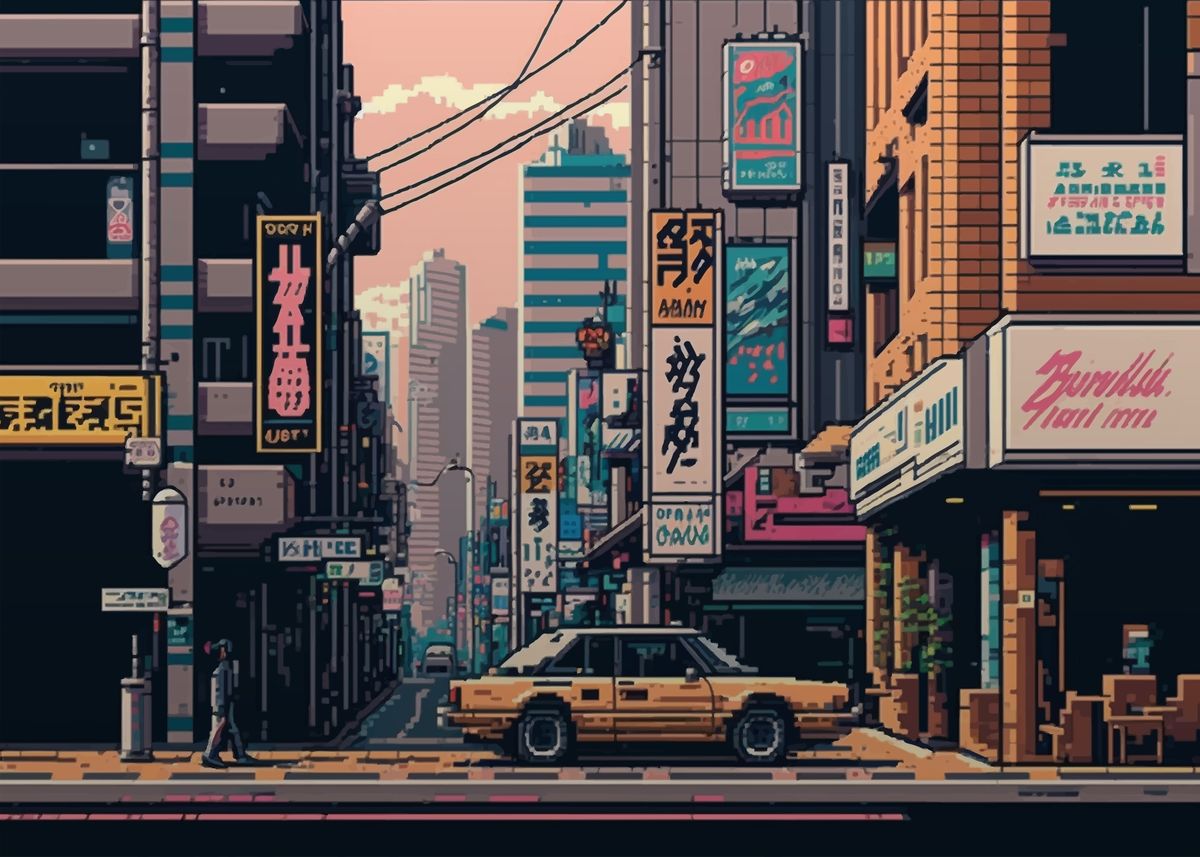 'Osaka City Pixel Art' Poster, picture, metal print, paint by M Art ...