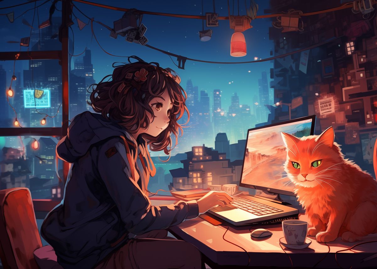 'Lofi Nights' Poster, picture, metal print, paint by Operator Viking ...