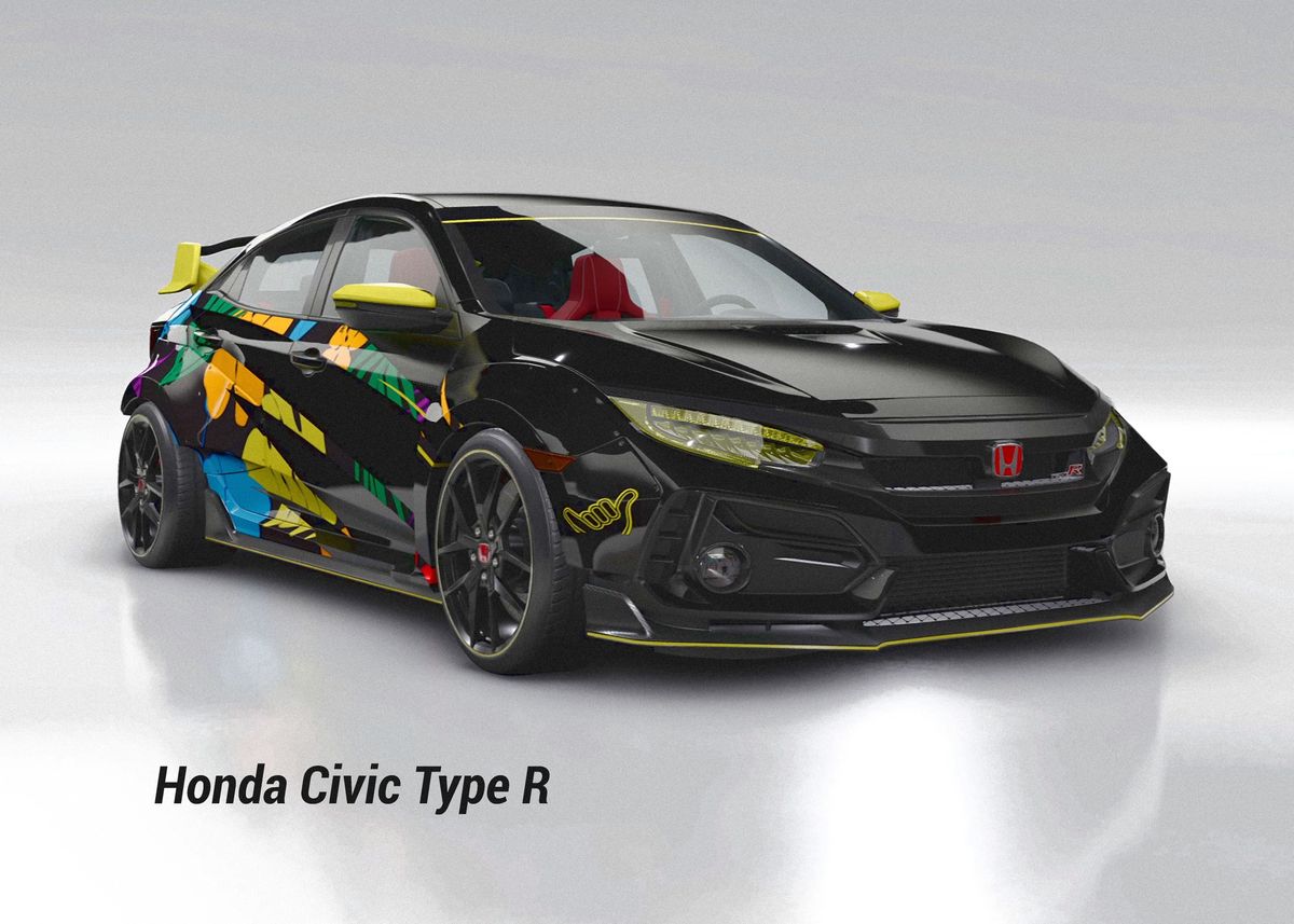 'Honda Civic Type R' Poster, picture, metal print, paint by One Line ...
