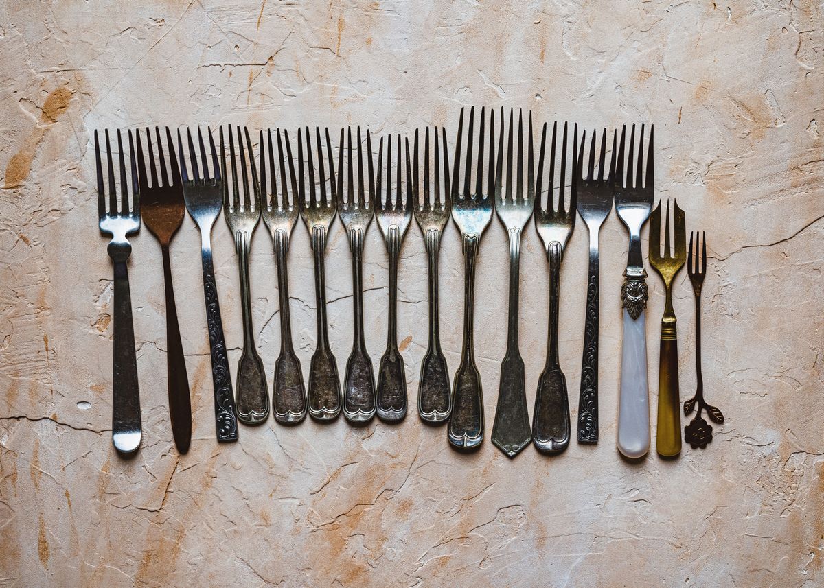 'Forks' Poster, picture, metal print, paint by Malwina Lewinska | Displate